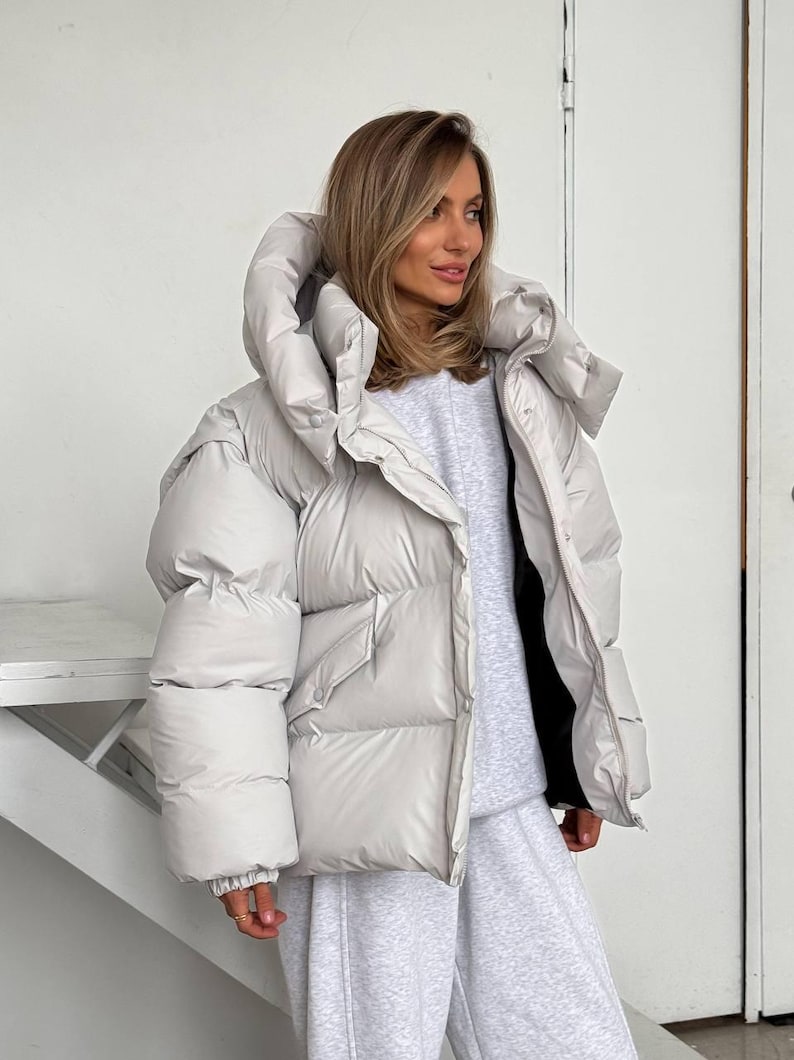 Blue Glossy Puffer Jacket, Boho, Long Coat, Winter Coat Women, Custom ...