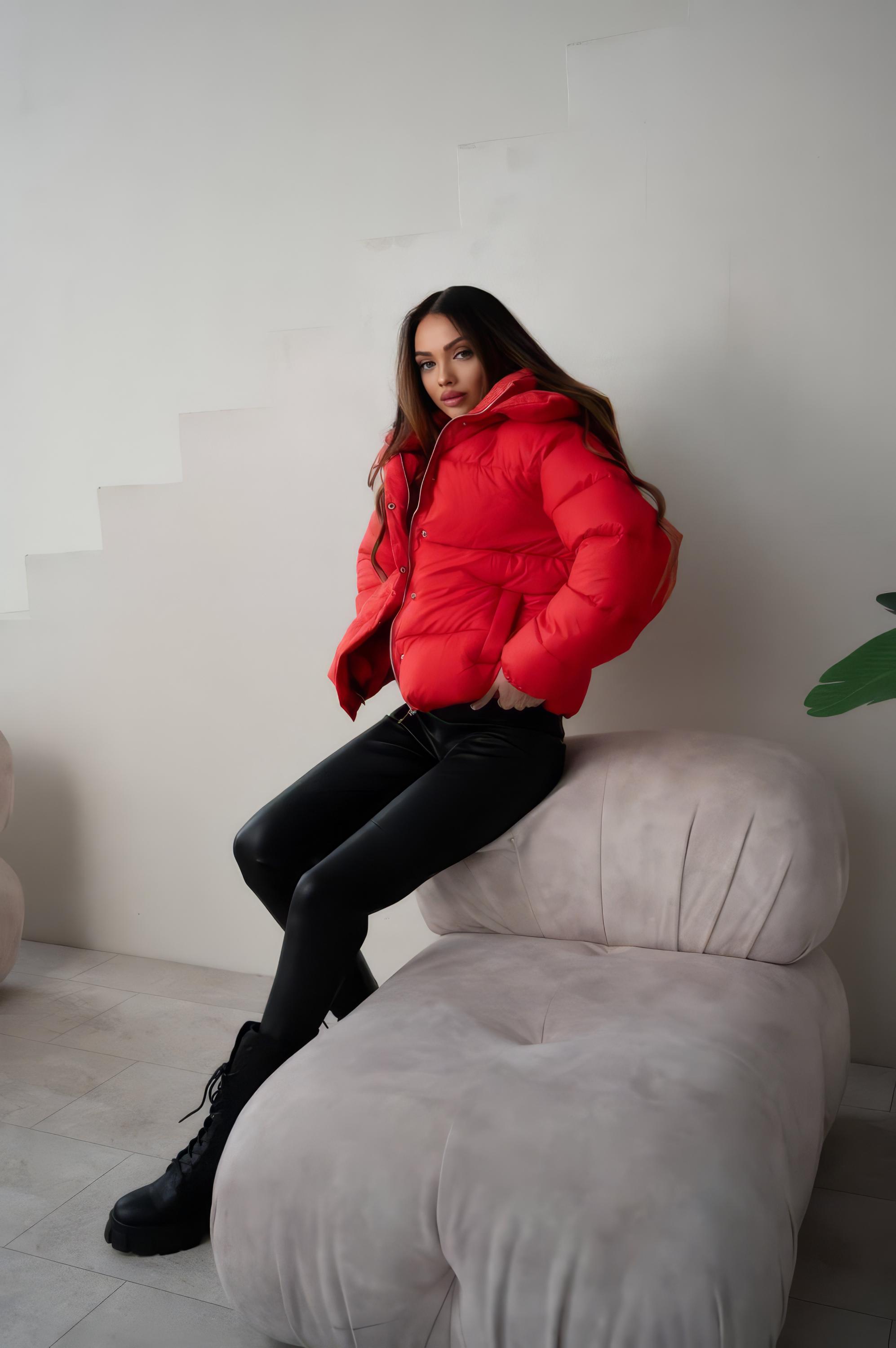 Oversize Red Puffer Coat, Waterproof Eco-puff Insulated Winter Midi ...