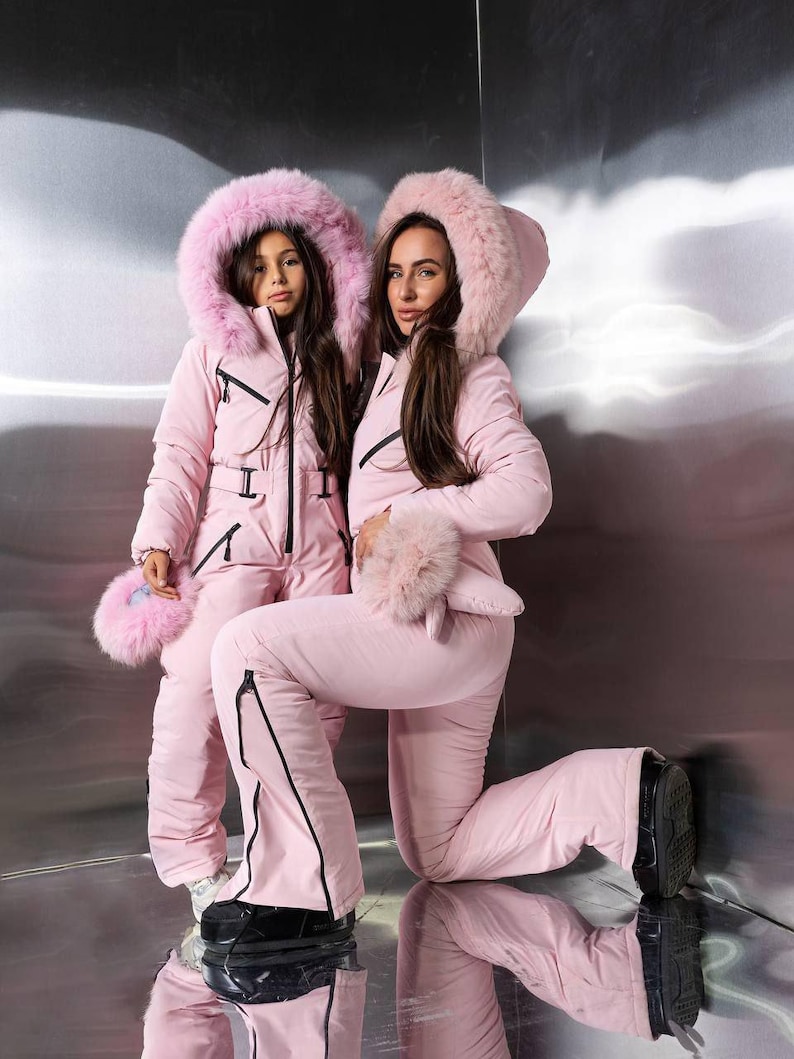 Women Ski Jumpsuit Pink Ski Suit Womens One Piece Fashion Snowboarding ...