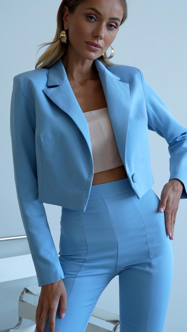 Women Two Piece Suit, Classic Suit, Business Suit, Office Suit, Crop ...