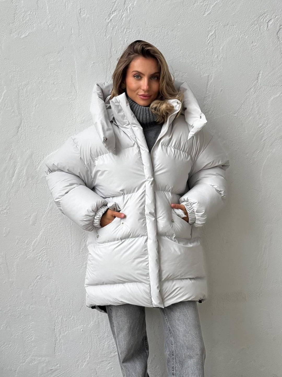 Oversized Waterproof Puffer Coat, Detachable Hood, Eco-friendly ...