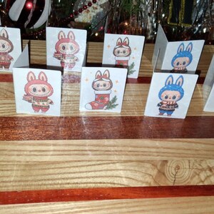 Labubu Mini Christmas Cards Set of 10 – Holographic Sparkle Holiday ...