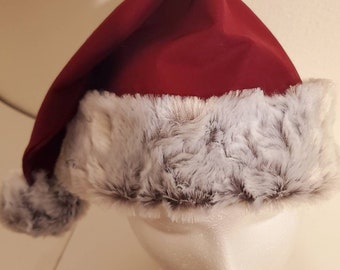 Burgundy and Gray Santa Hat - Etsy