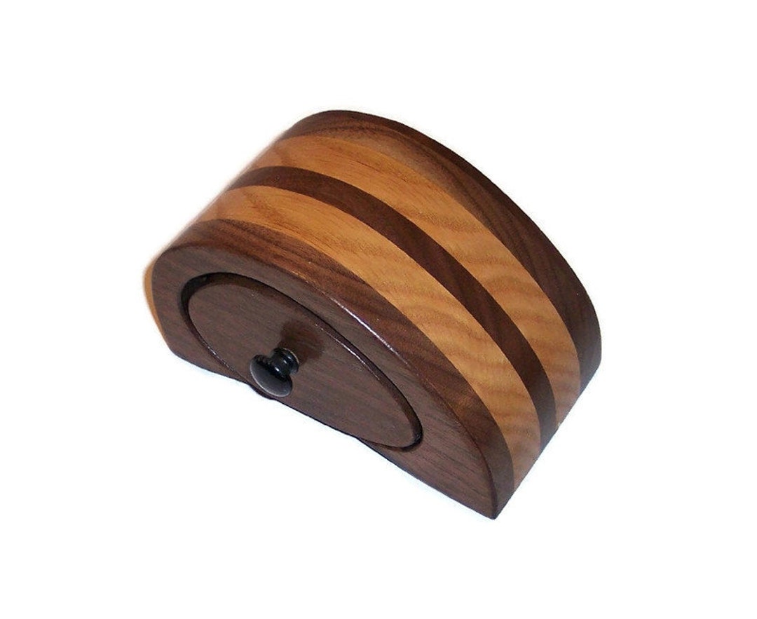 Handcrafted Band Saw Jewelry Box: Walnut & Oak With Flocked Drawer - Etsy