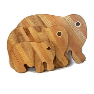 Elephant Cutting Board Set of 3 Handcrafted From Mixed Hardwoods - Etsy