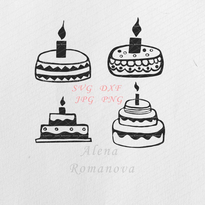Birthday Cake SVG, Cut File, Bundle, Monoline, Line Art, Cake Clipart ...