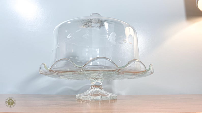 Princess House Cake Stand Pedestal & Dome in Heritage Pattern Vintage ...