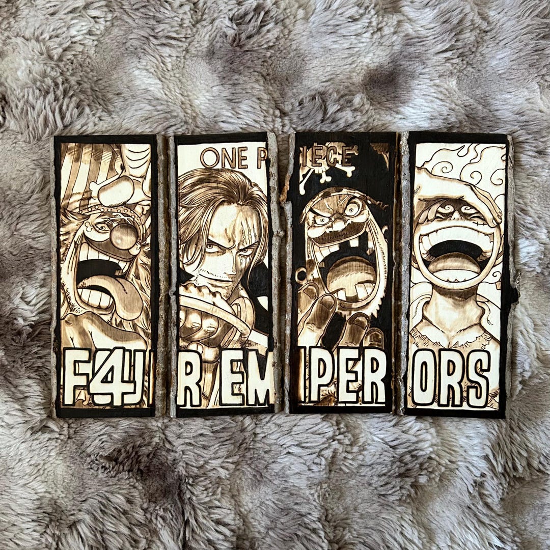 One Piece: Four Emperors With Luffy Gear 5 Original Wood Burned Art - Etsy