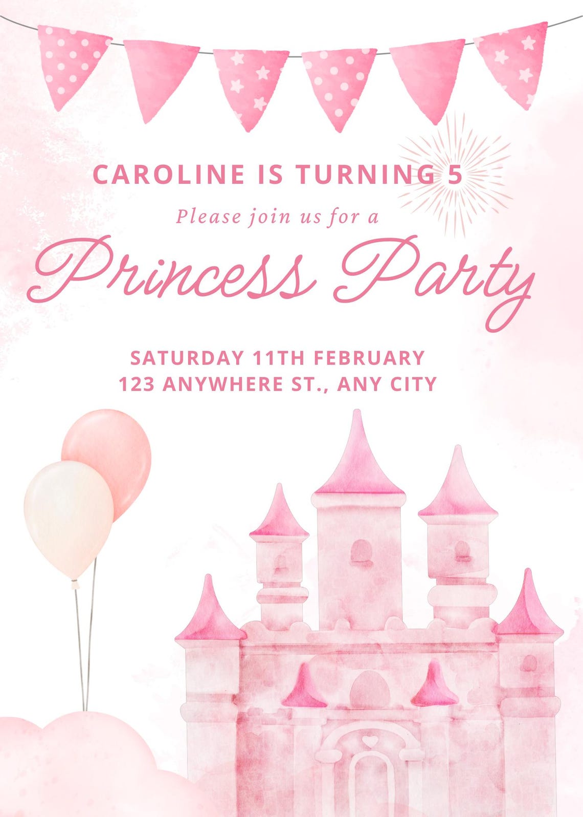 Invitation Birthday Invitation Princess Party Birthday Princess ...