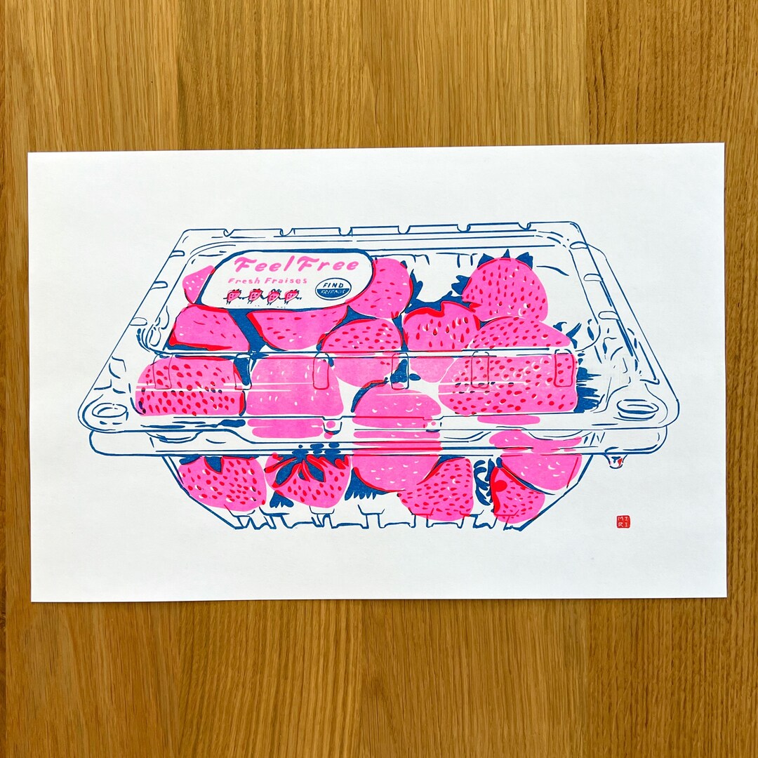 Full Fresh Fraises Risograph Print - Etsy