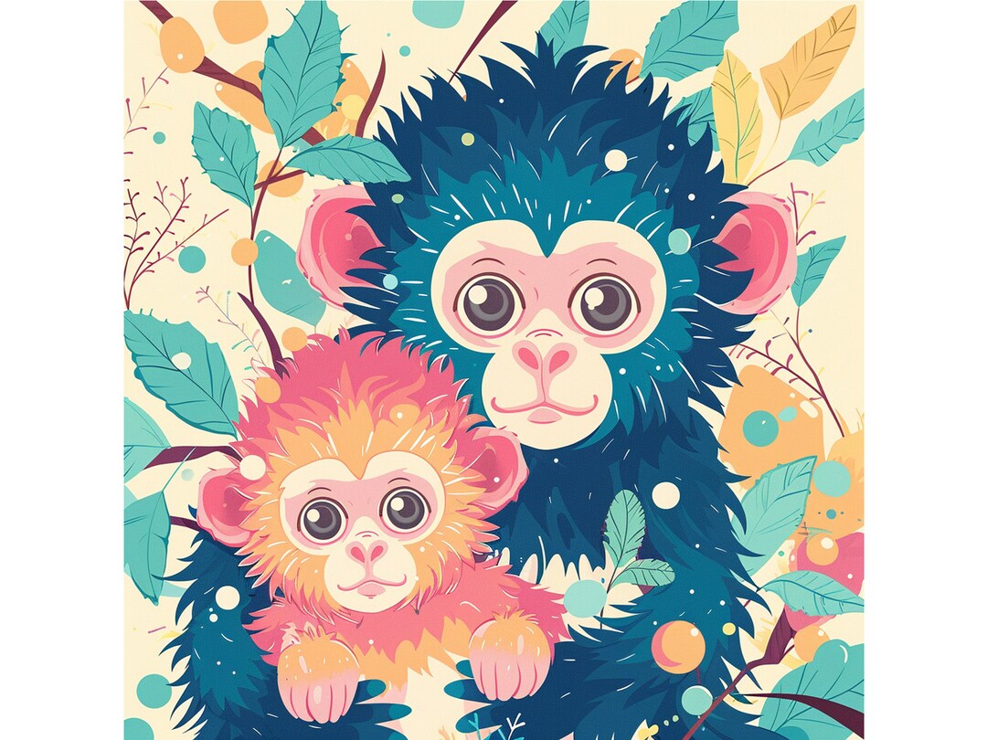 Monkeys Clipart Set Clip Art Set of Cute Monkeys, Monkey - Etsy