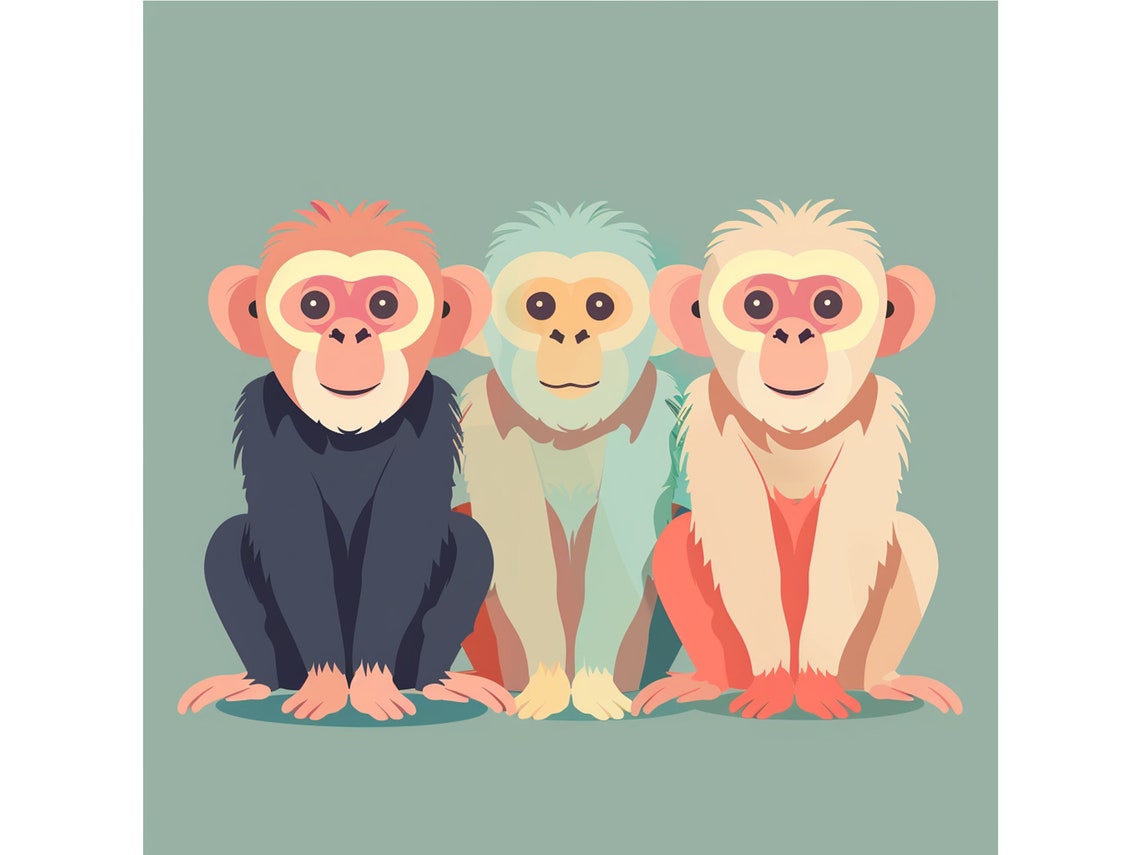 Monkeys Clipart Set Clip Art Set von niedlichen Affen, Affen - Etsy.de