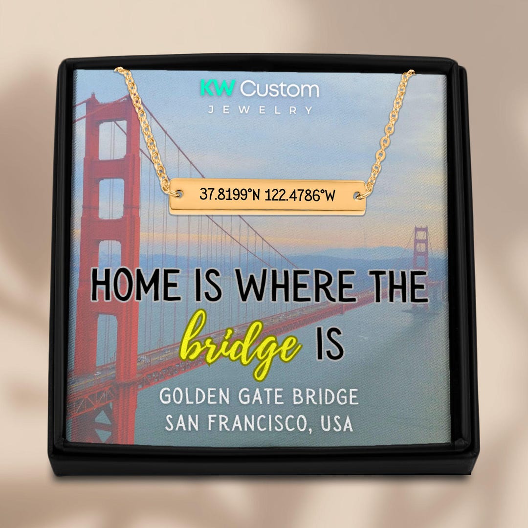 Golden Gate Bridge Coordinates: San Francisco Engraved Necklace - Etsy