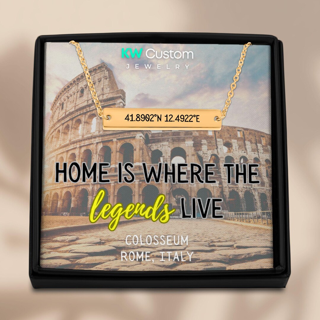 Colosseum Coordinates: Rome Engraved Necklace - Etsy