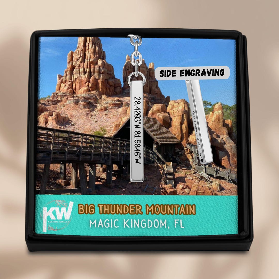 Big Thunder Mountain Railroad Coordinates Keychain - Custom Disney Gift ...