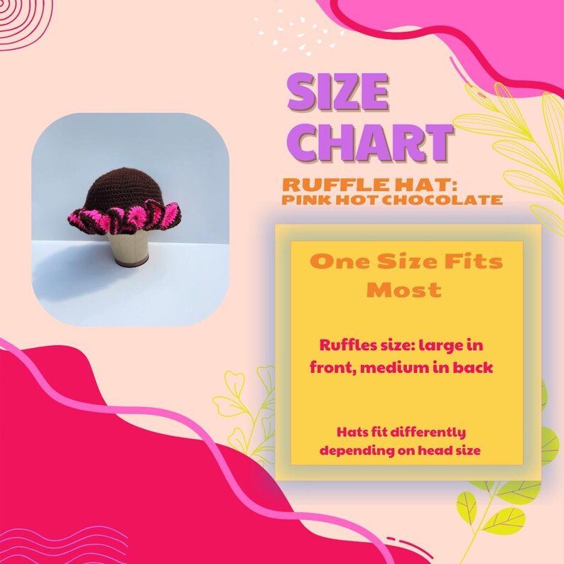 Crochet Hat Ruffle Hat Brown and Pink - Etsy