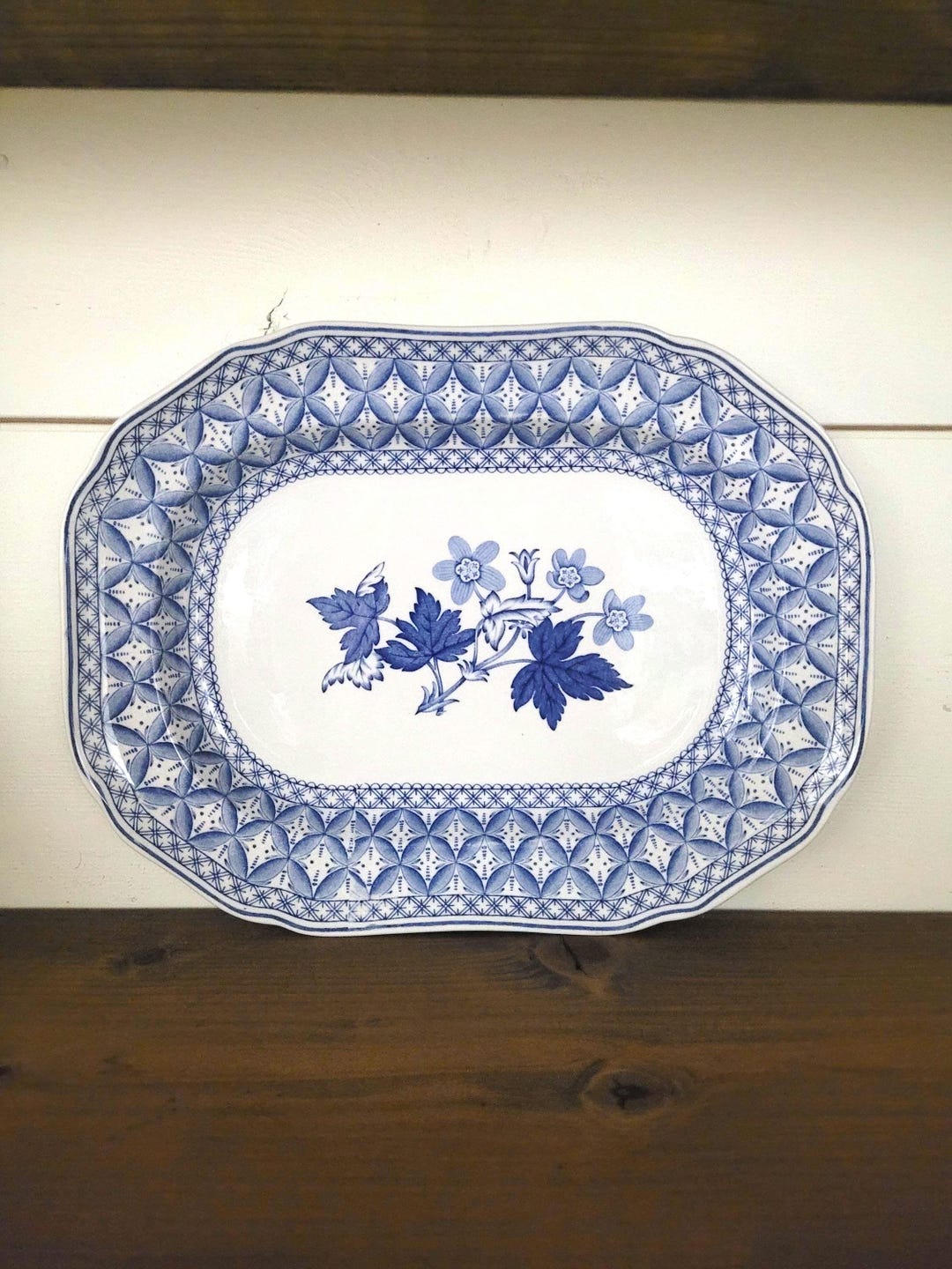 Spode Blue Geranium 12" Serving Platter Blue and White Made in England ...