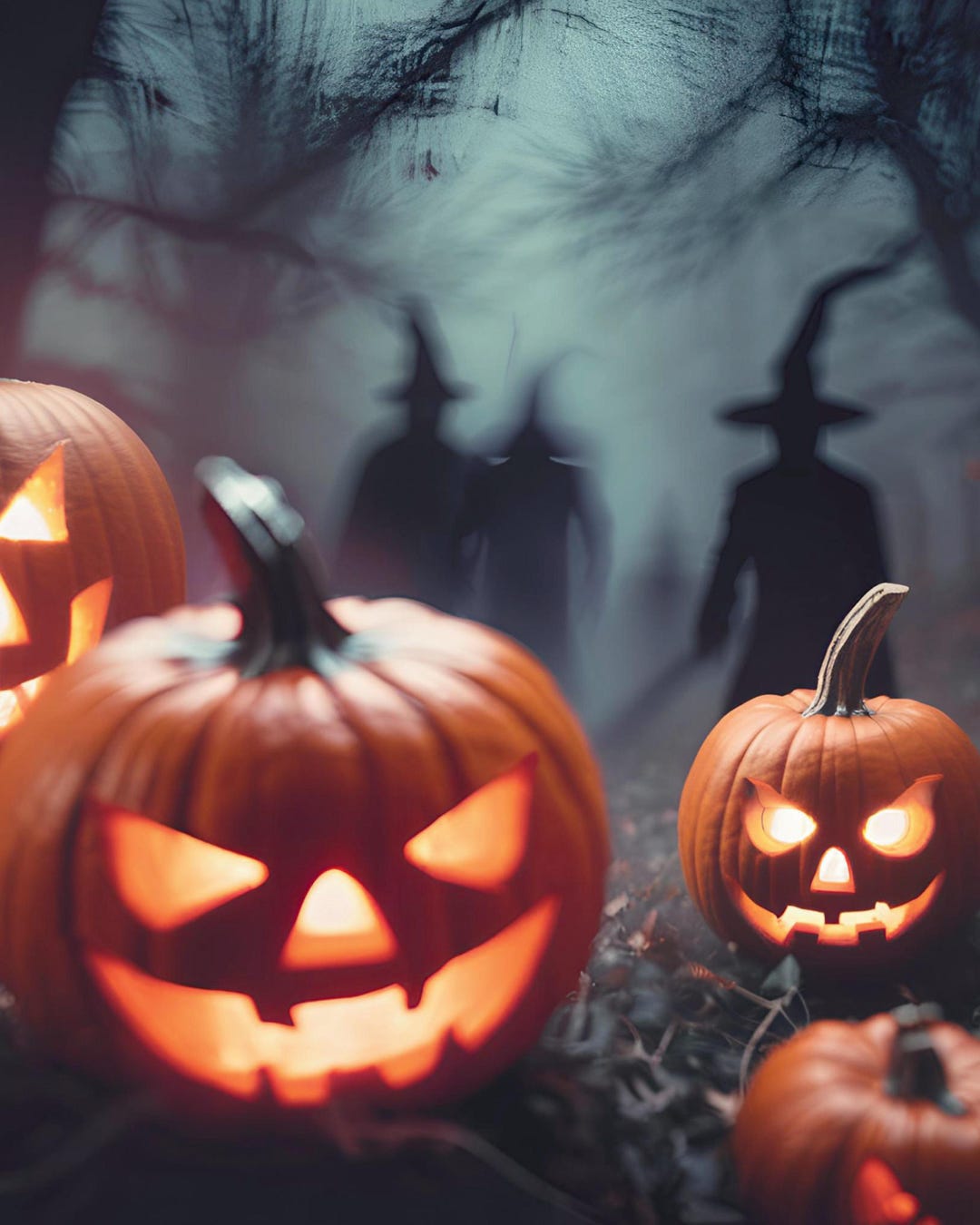 4 Haunted Shadows Halloween Digital Art Bundle, JPEG - Etsy