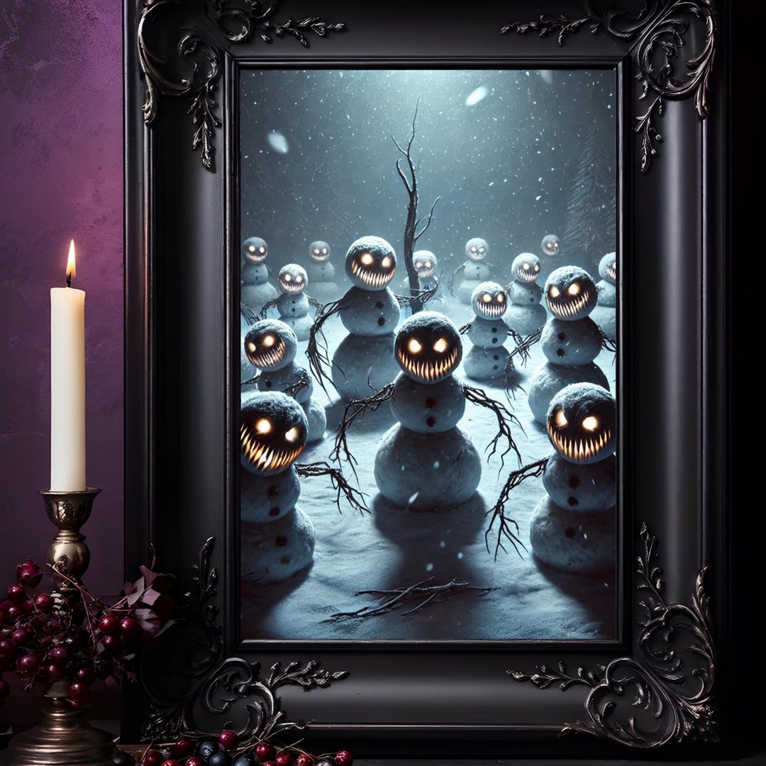 Haunted Frost - Gothic Snowman Nightmare Digital Wall Art, JPEG, 5 ...