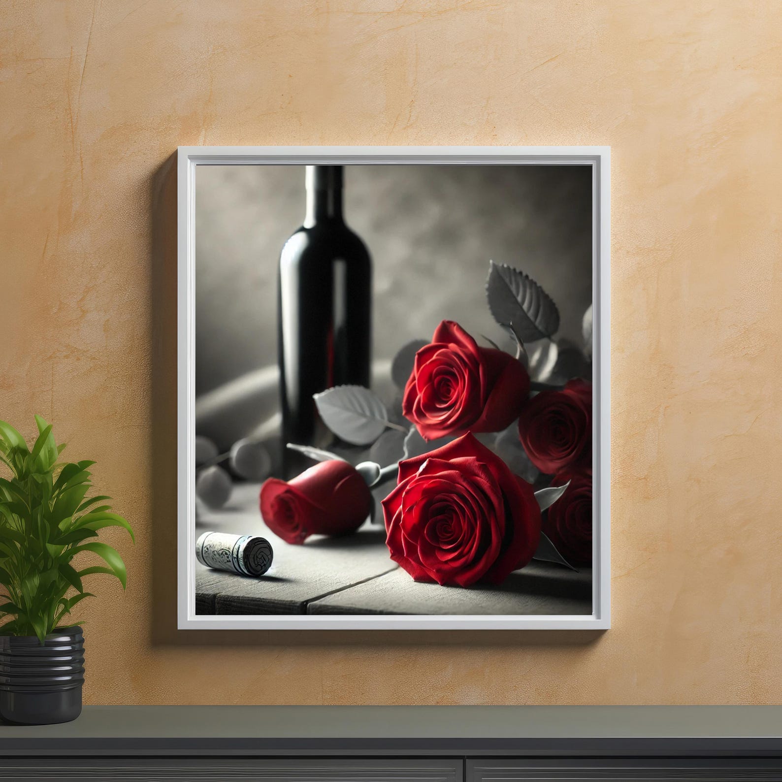 Red Roses & Wine Art Print: Romantic Home Decor (digital Download) - Etsy