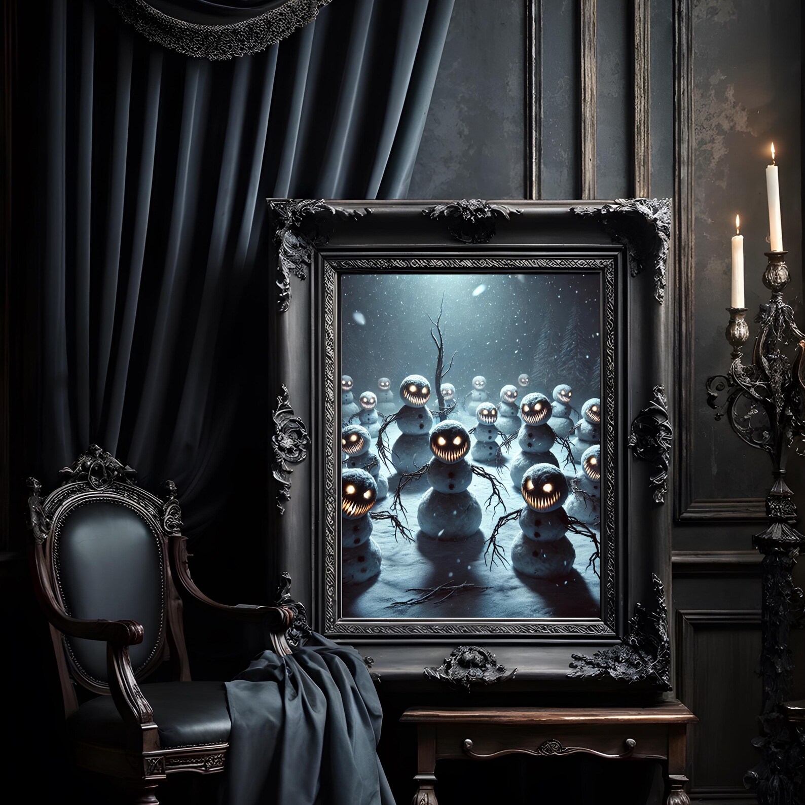 Haunted Frost - Gothic Snowman Nightmare Digital Wall Art, JPEG, 5 ...
