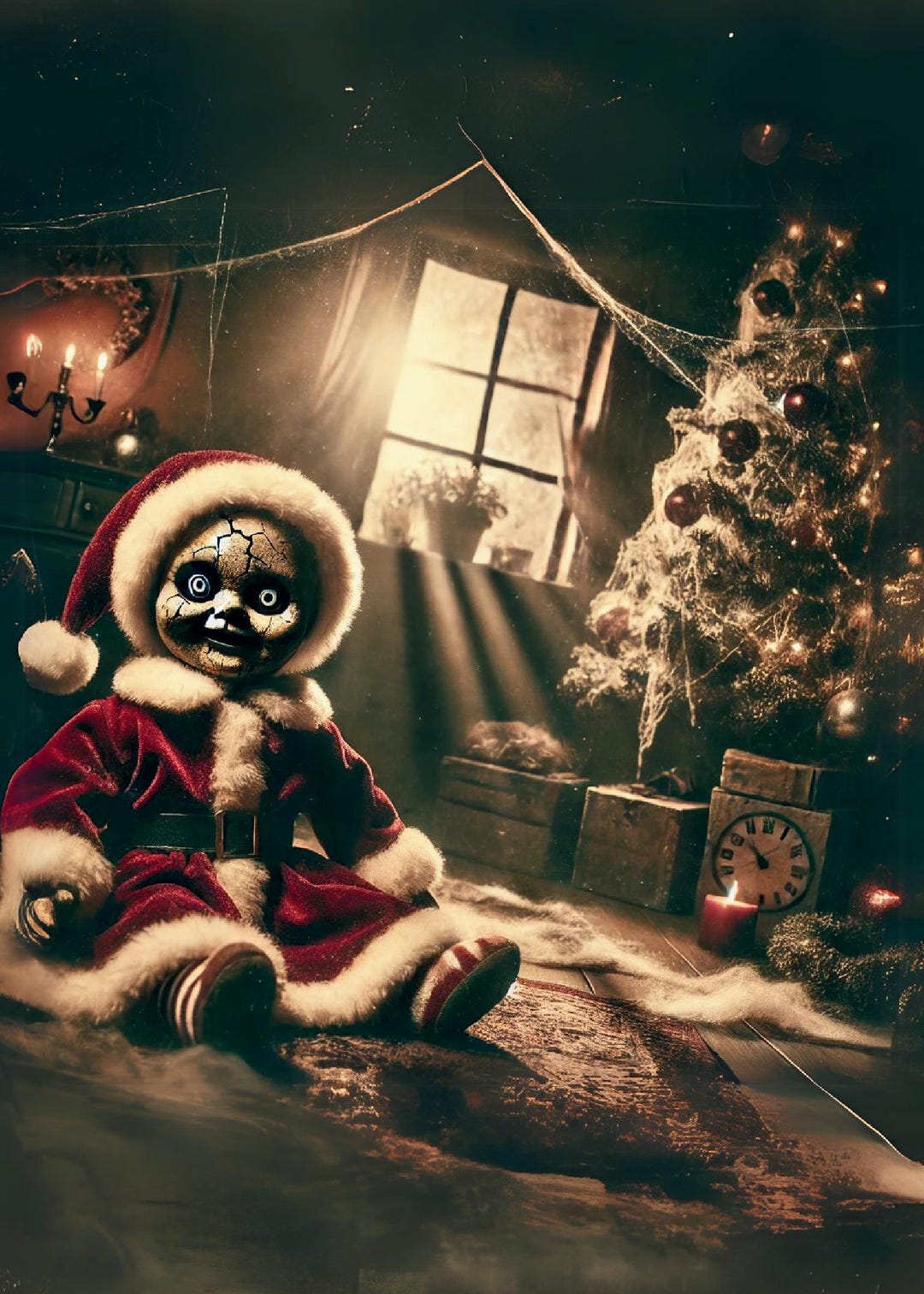 Haunted Christmas Doll Digital Download, Eerie Gothic Santa Doll ...