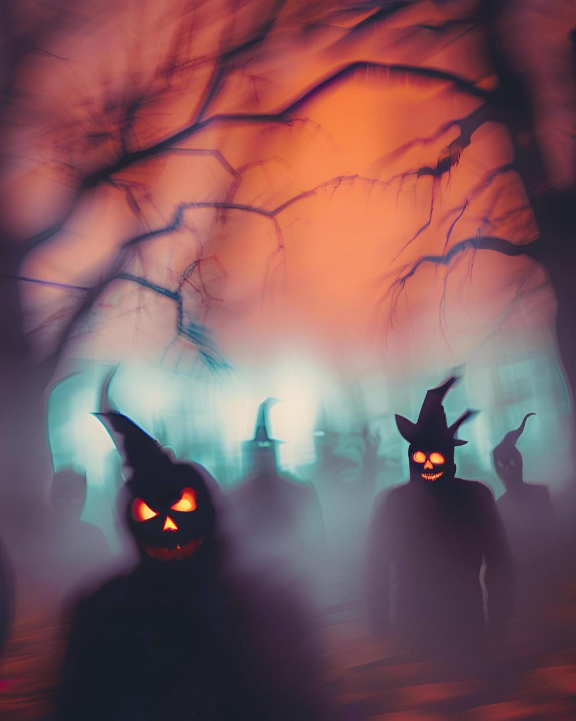 4 Haunted Shadows Halloween Digital Art Bundle, JPEG - Etsy