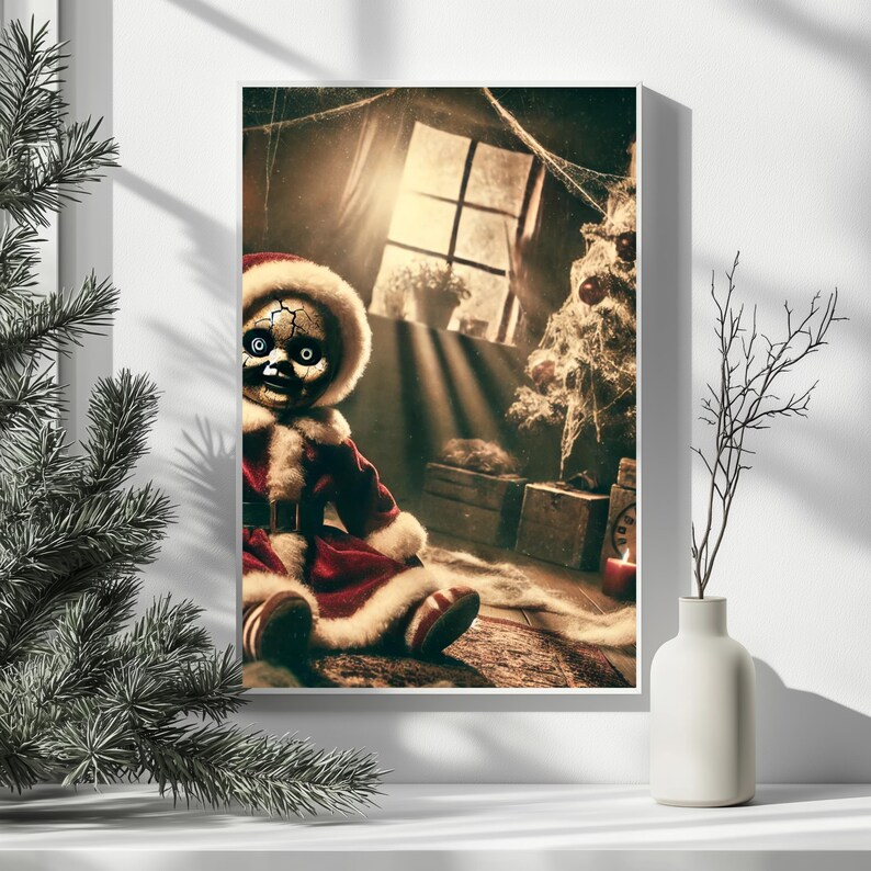 Haunted Christmas Doll Digital Download, Eerie Gothic Santa Doll ...