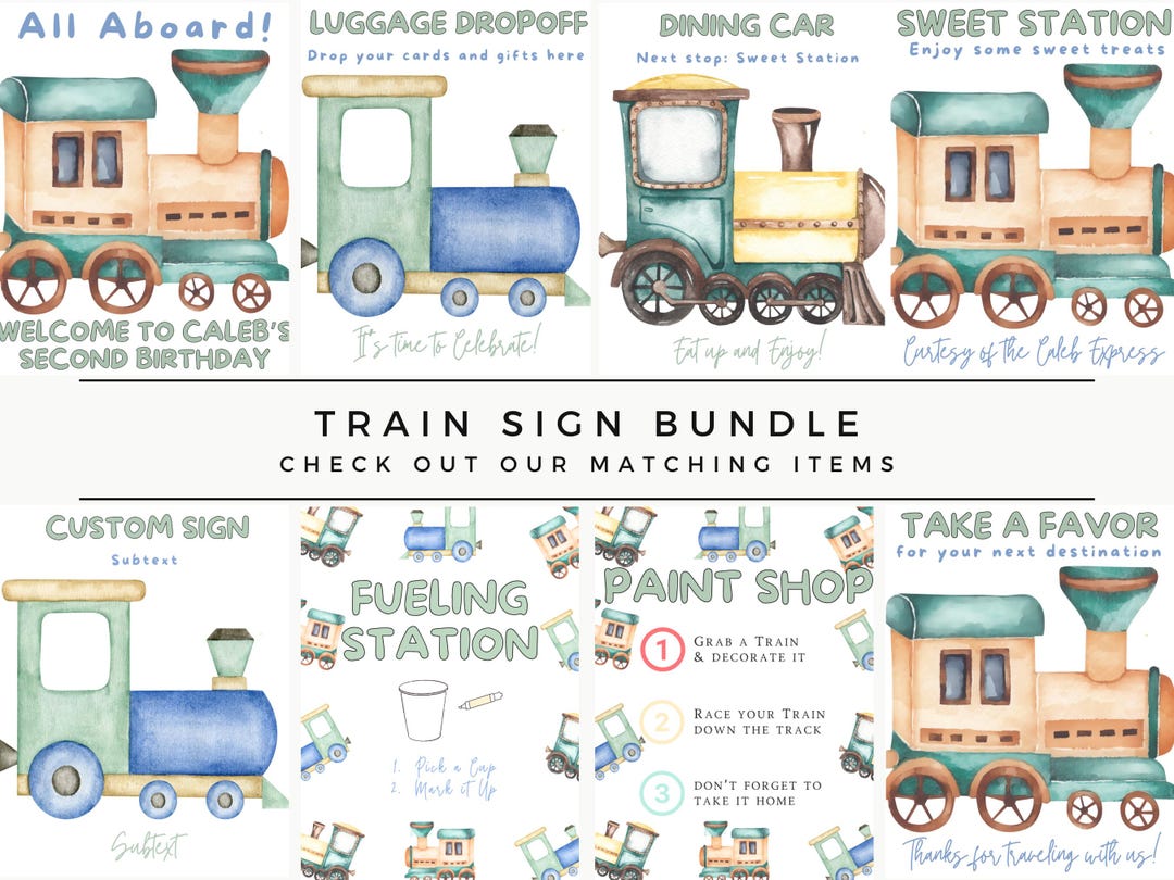 Editable Train Birthday Sign Bundle, Train Birthday Boy Signs, Train ...
