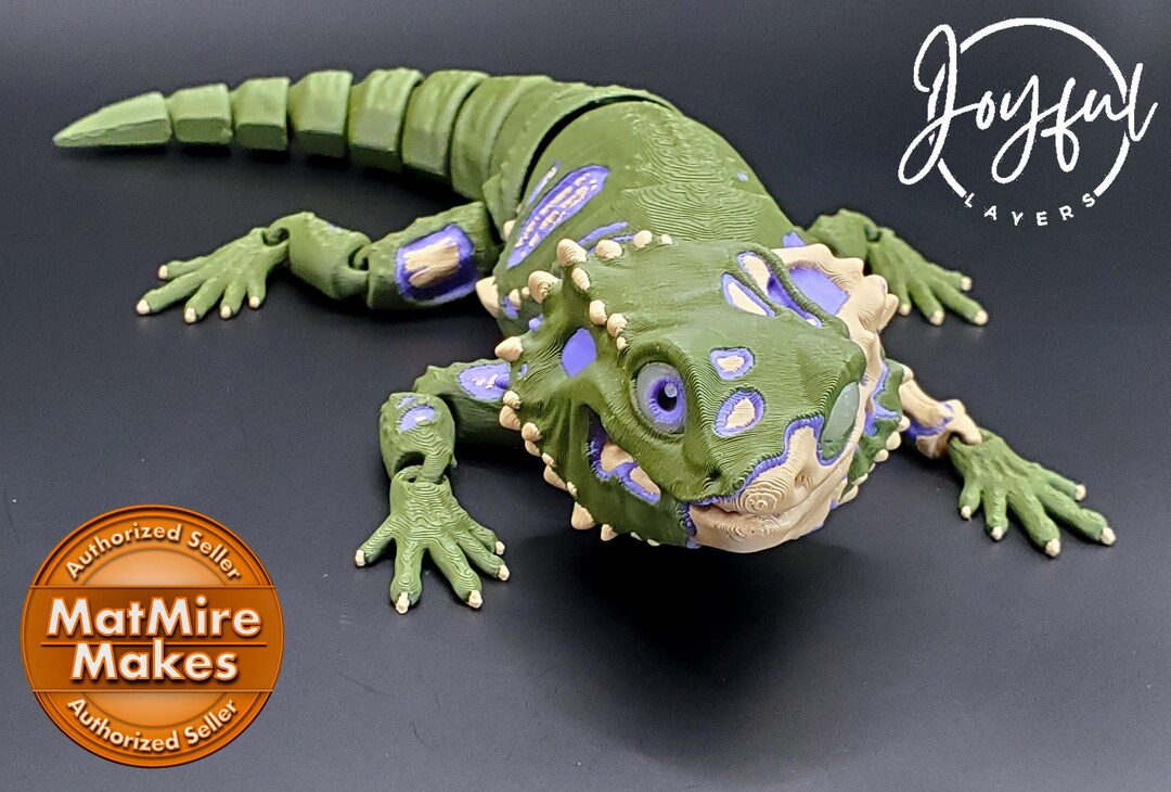 Flexy Zombeardie, Articulated 3D Printed Desk Pet, Fidget Friend, Glow ...