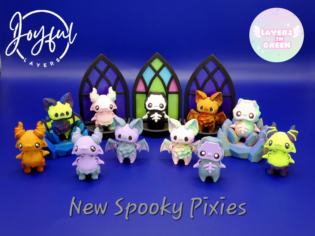3D Printed Mini Spooky Pixies - Articulated Fidget Friends, Decor. - Etsy