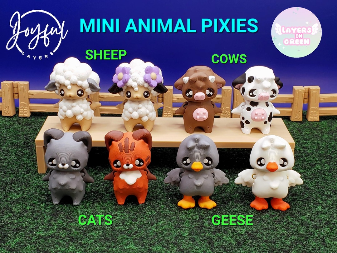 3D Printed Articulated Mini Animal Pixies - Fidget Friends, Decor. - Etsy