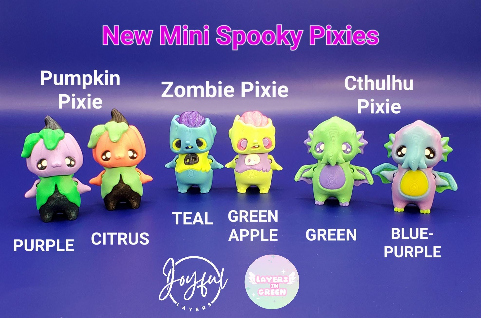 3D Printed Mini Spooky Pixies - Articulated Fidget Friends, Decor. - Etsy