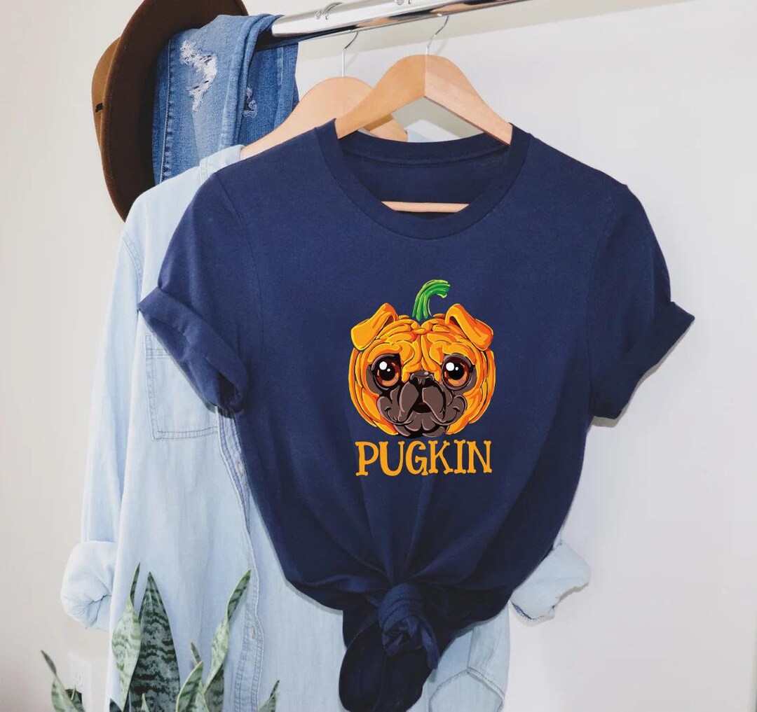 Pugkin Halloween Shirt, Pugkin Pug Halloween Shirt, Cute Dog Pumpkin ...
