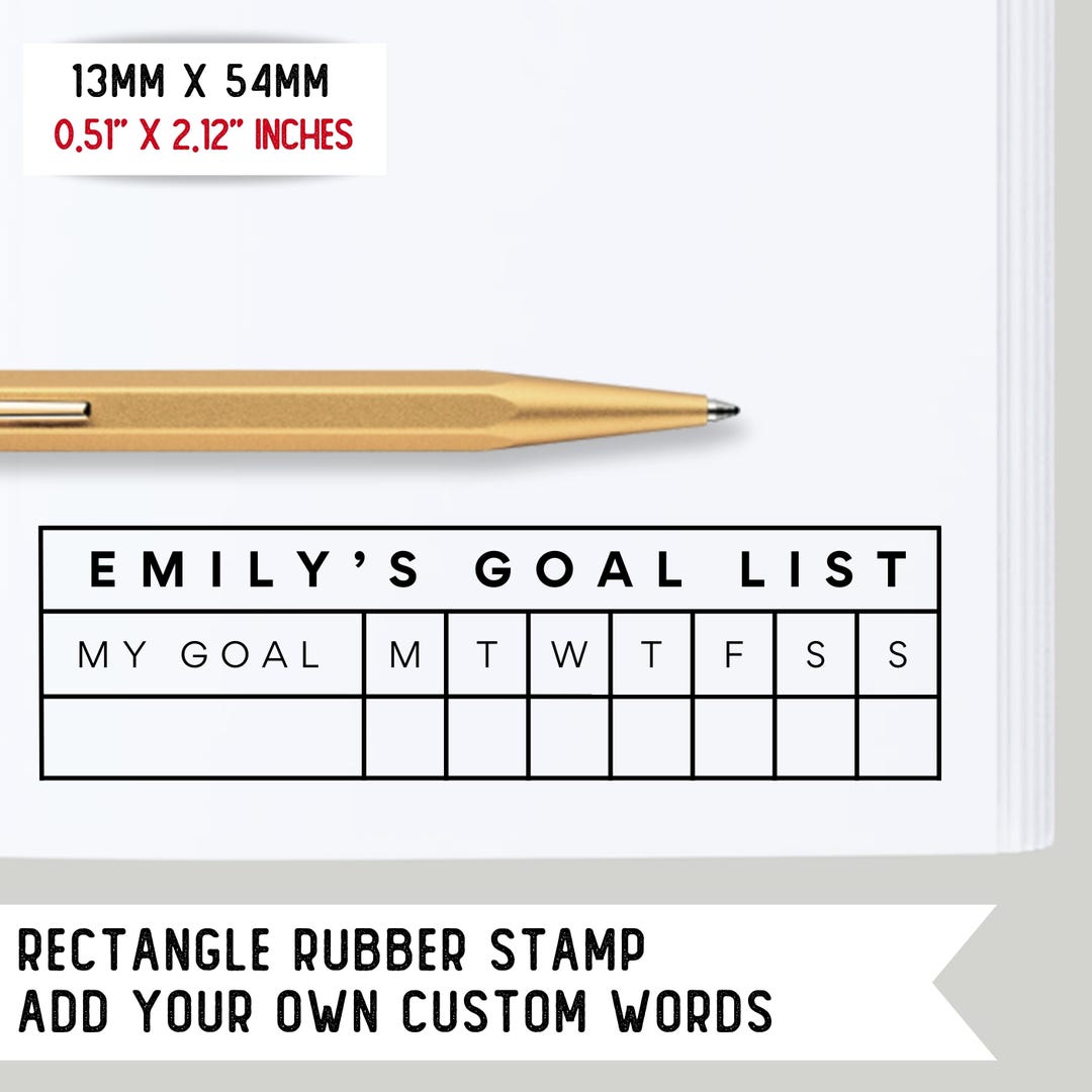 Custom Rubber Stamp | Goal Habit Tracker | Bujo Self Inking ...