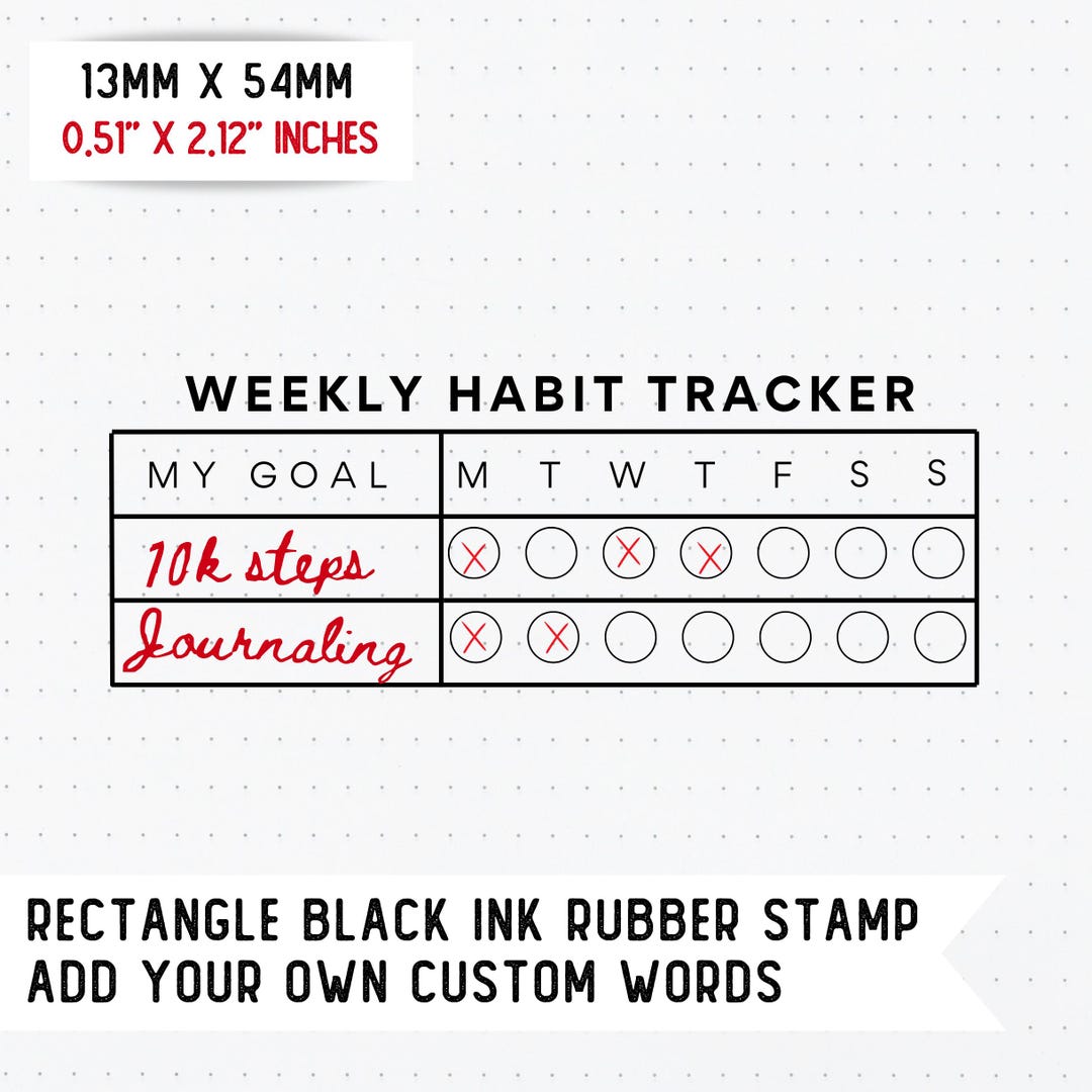 Custom Rubber Stamp | Goal Habit Tracker | Bujo Self Inking ...