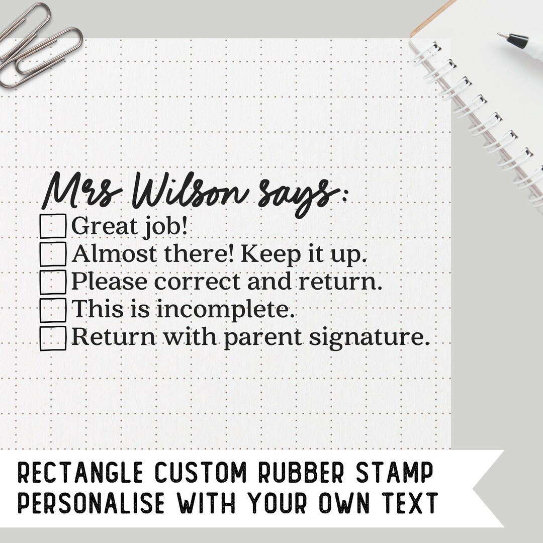 Custom Rubber Stamp | Homework | Custom Teacher | Work| Checklist ...