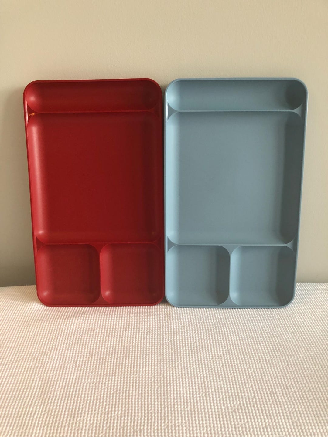 Pair of Tupperware Dining Trays, Large Divided Plates, Picnic, Travel ...