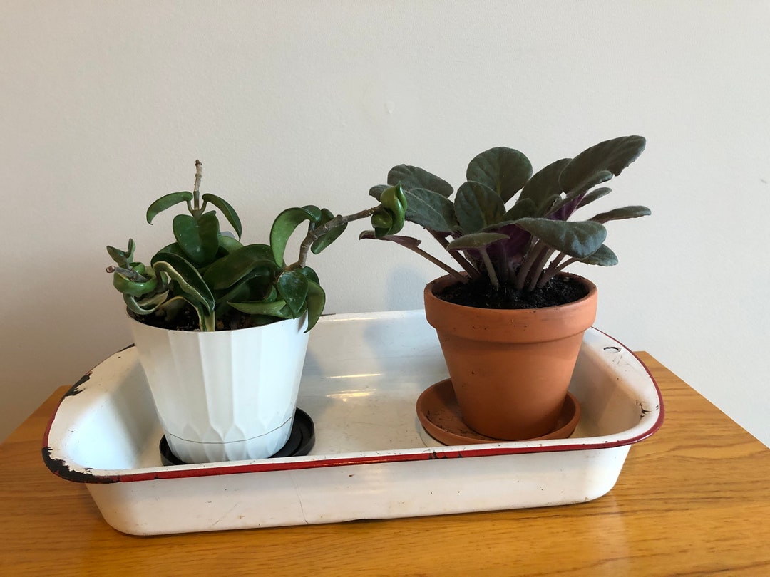 Vintage White Enamal Pan, Rectangular Enamel Pan, Storage Container ...