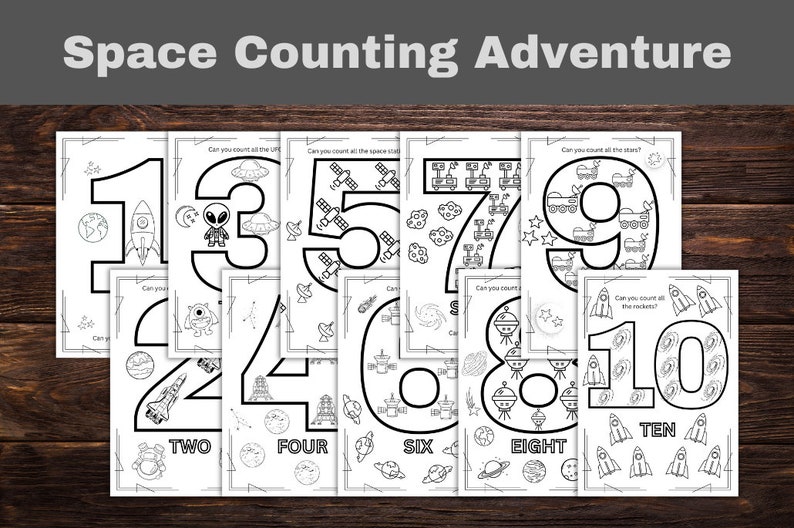 Printable Space Counting Adventure Fun and Educational Learning Pages ...