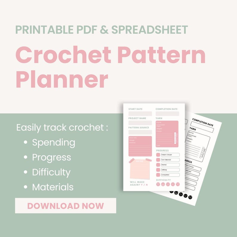All-in-one Crochet Project Planner | Printable and Digital Excel File ...
