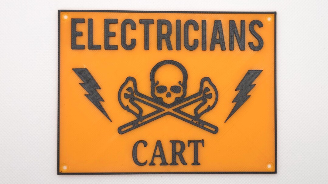 Custom 3d-printed Electrician's Cart Sign - Skull and Benders With ...