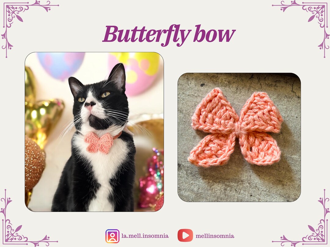 Butterfly Bow Crochet - Crochet Bow for Cats and Hairclips, Xmas Bow - Etsy