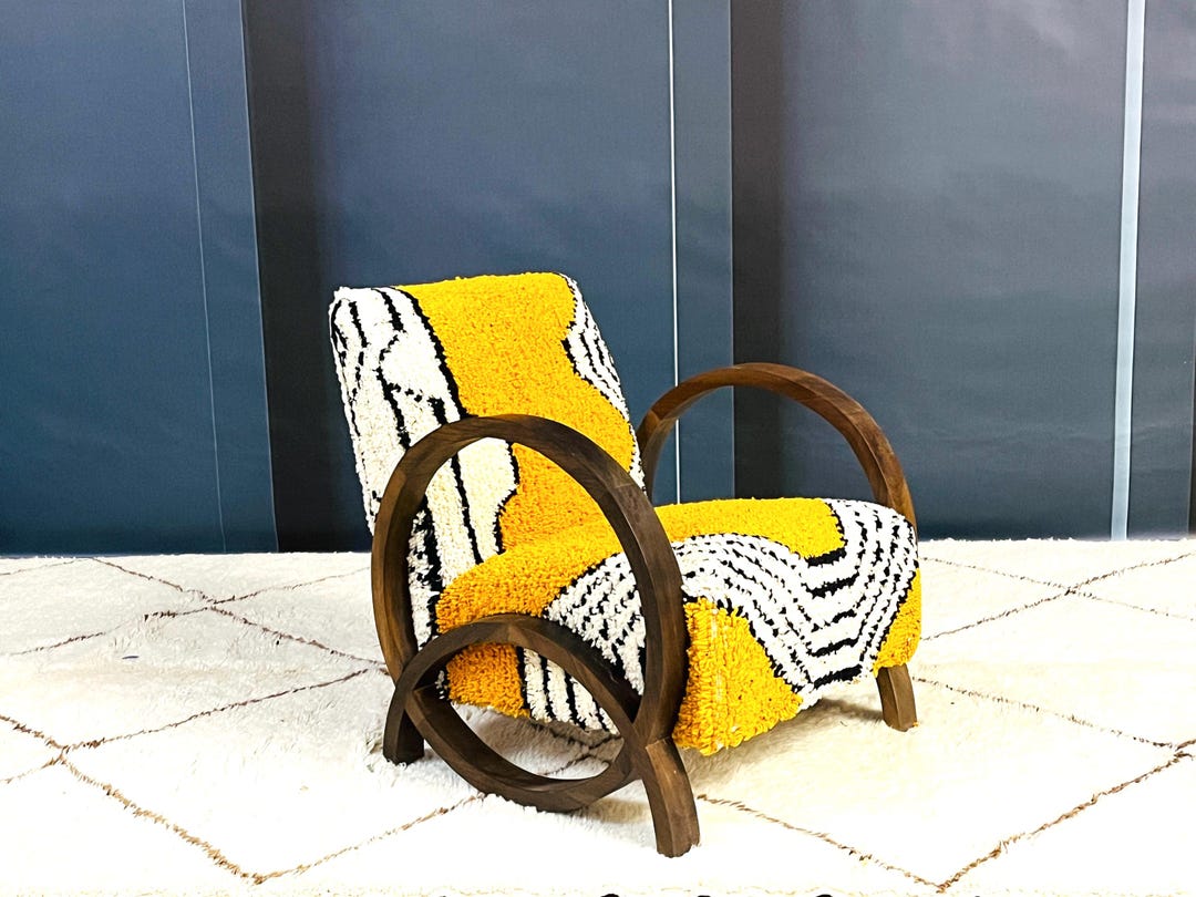 Moroccan Kilim Armchair, Midcentury Chair, Retro Lounge Chair, Relax ...