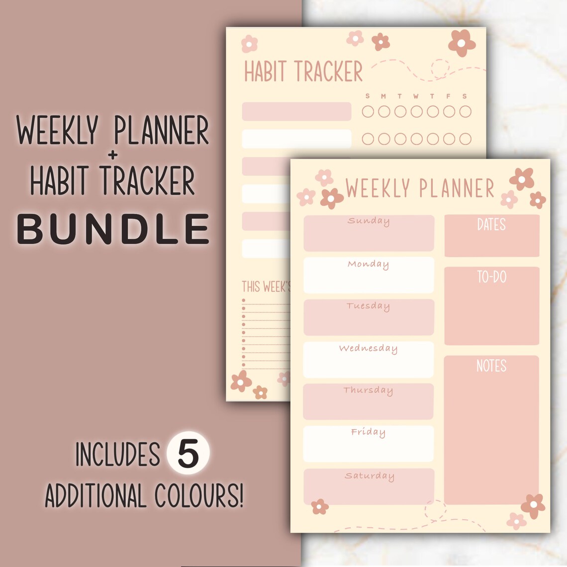 Colorful Weekly Planner and Habit Tracker Bundle PDF - Etsy