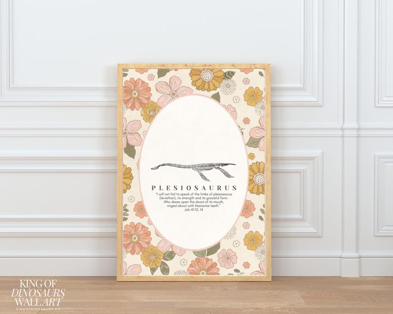 Dinosaur Art Digital Download, Plesiosaurus, Kids Nursery Decor, Jesus ...