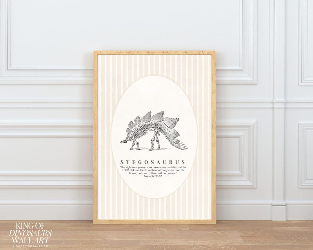 Dinosaur Art Digital Download, Stegosaurus, Kids Nursery Decor, Jesus ...