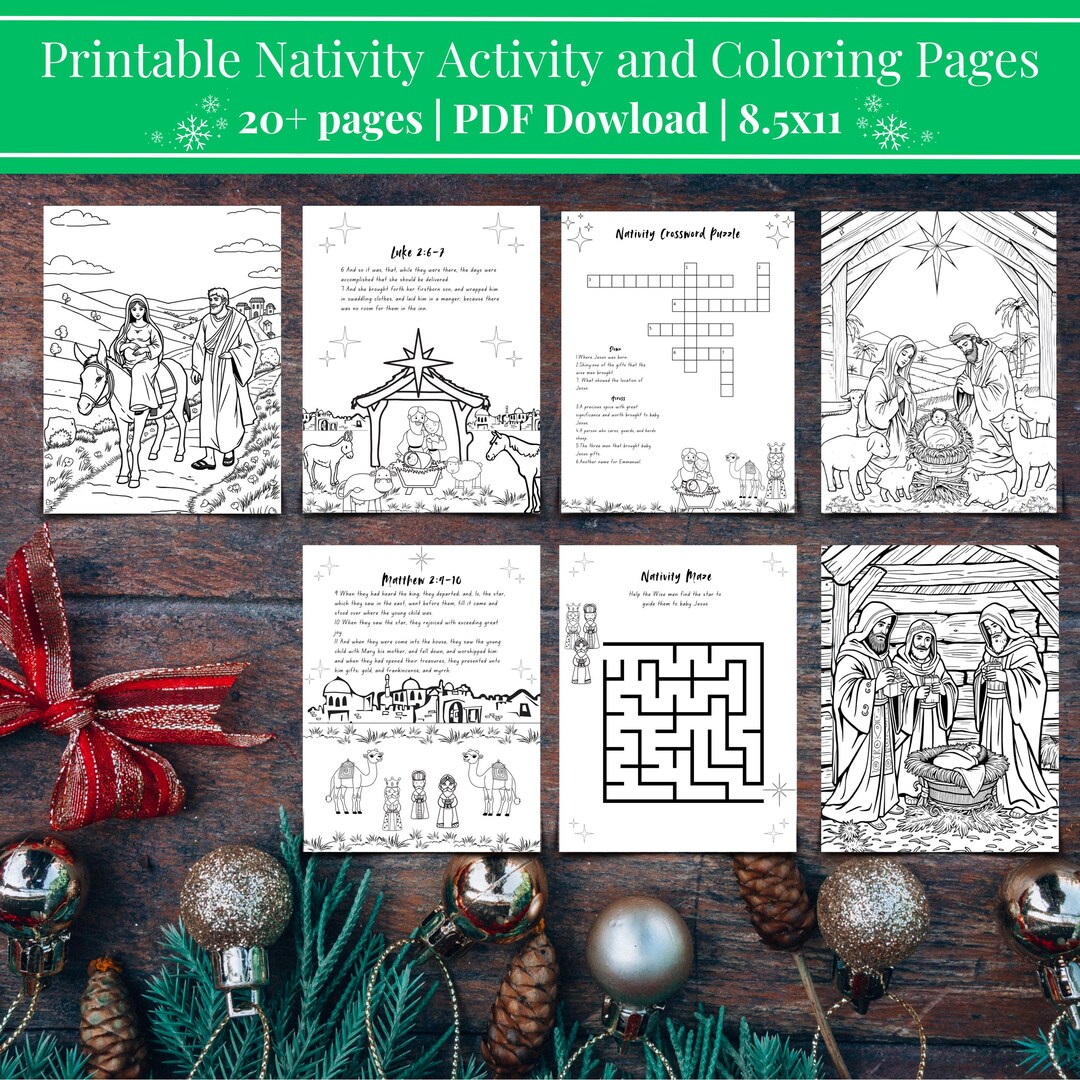 Bible Nativity Activities & Coloring Pages for Kids | Digital Download ...