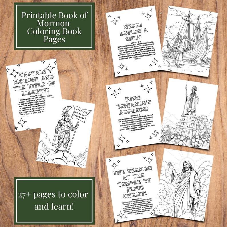 Book of Mormon Coloring Pages Set for Kids | 24 Prominent LDS Stories ...
