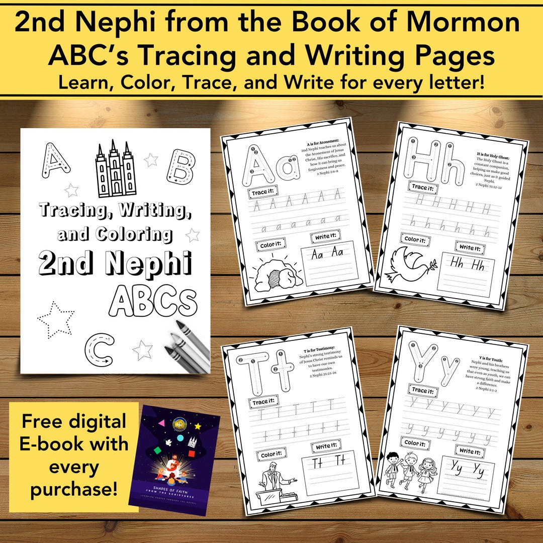 2nd Nephi Book of Mormon ABC Tracing, Writing, Coloring Pages Digital ...